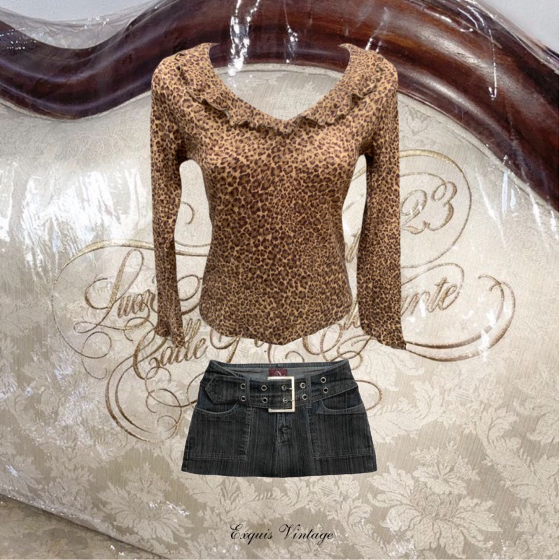Jual leopard print vintage thrifted top blouse by exquisvtg | Shopee ...