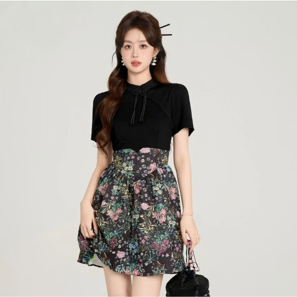 Jual Versi Korea dari gaun bunga lengan pendek yang baru dress bunga ...