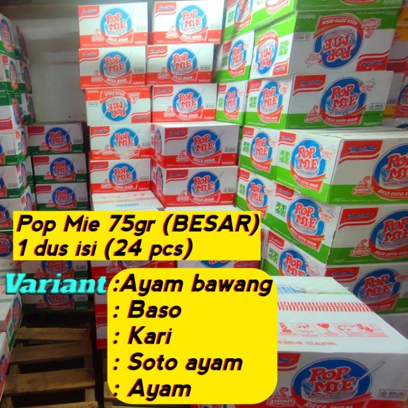 Jual Pop mie BESAR Ayam,soto,kari,baso 1 Dus/Ctn isi 24 Pcs | Shopee ...
