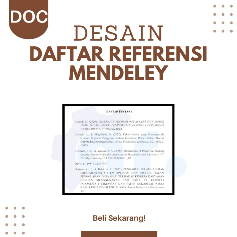 Jual DESAIN DOK DAFTAR REFERENSI/ MENDELEY REFERENCES/ DAPUS DLL | Shopee Indonesia