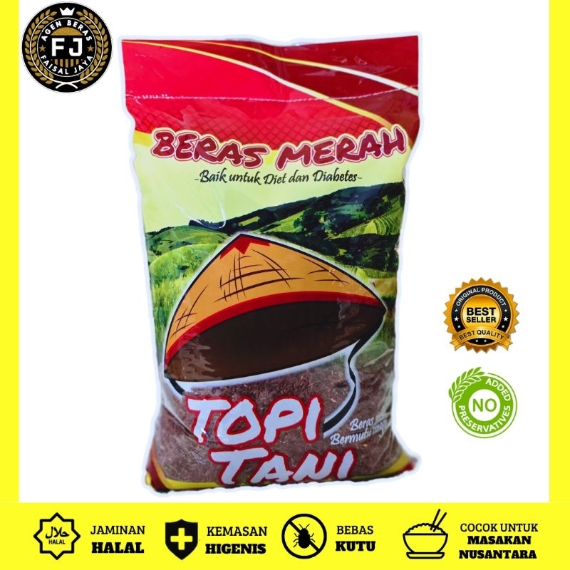 Jual Beras Merah Untuk Kesehatan Cap Topi Tani 5Kg, 5 Liter | Shopee ...