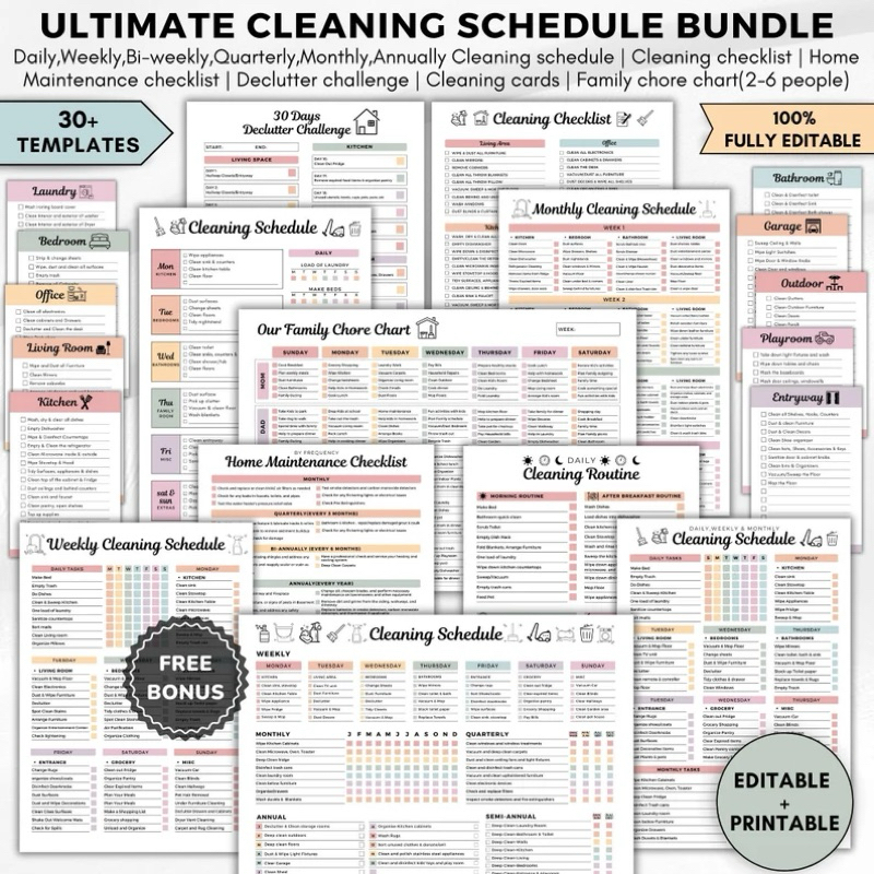 Jual Ultimate cleaning schedule bundle editable,Cleaning Planner Bundle ...