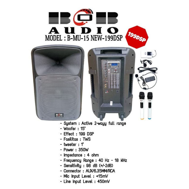 Jual Speaker Portable BOB 15 New 199 DSP 15 inch ORIGINAL | Shopee ...
