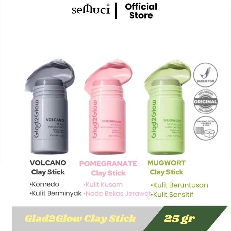 Jual Glad2Glow Claystick Pomegranate | Mugwort | Volcano 25 gr masker ...