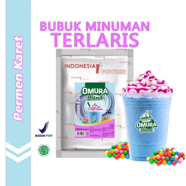 Jual OMURA Blend Bubuk Minuman Premium Rasa Permen Karet Biru / Blue ...