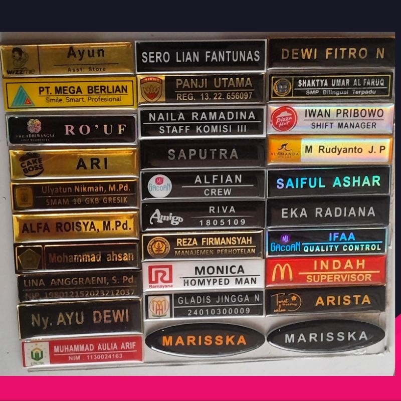 Jual Nametag dada/name tag dada akrilik resin magnet /nama dada/pin ...