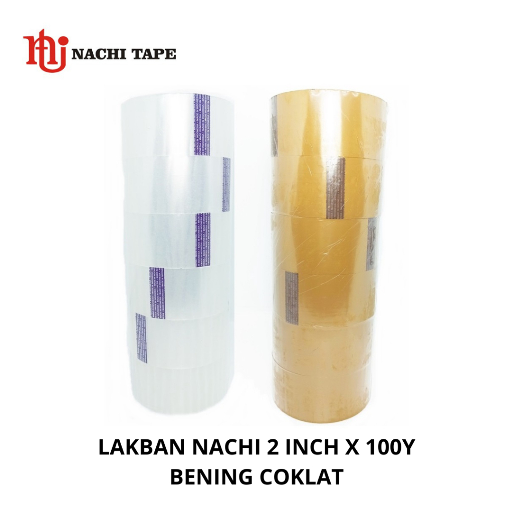 Jual FS Lakban Nachi Bening Coklat 2 inch x 100y Isi 6 per Slop / Plakban / Lakban Packing ...