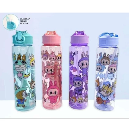 Jual BOTOL LABUBU VIRAL / BOTOL VIRAL / Botol Viral Bening Botol Transparan Kapasitas 900ml Tali ...