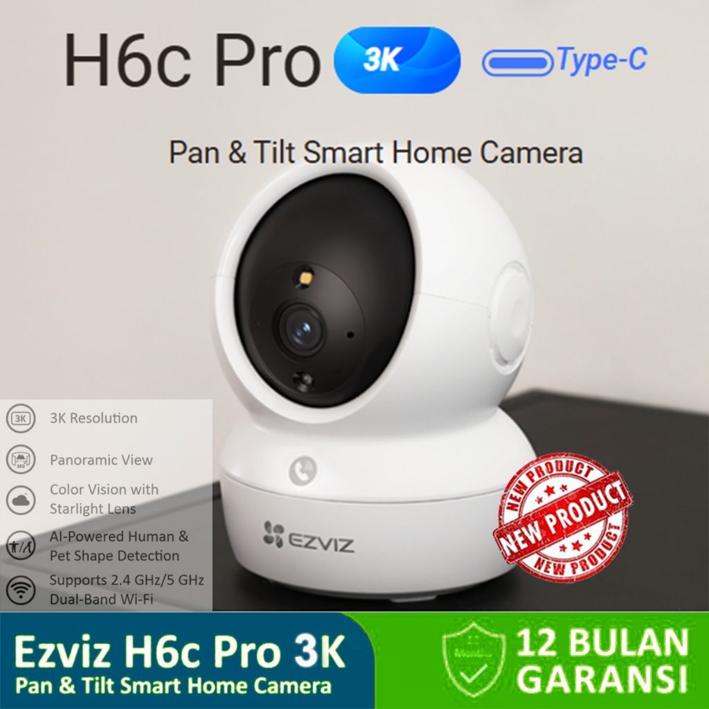 Jual EZVIZ H6c PRO 5MP 3K Pan-Tilt 2WAY AUDIO Smart Color Night Vision Camera | Shopee Indonesia