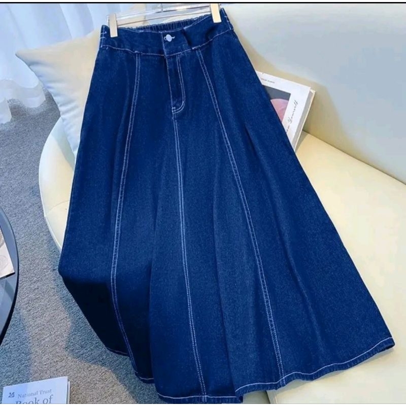 Jual JISSO ROK JEANS PREMIUM DENIM A-LINE 7/9 MODEL MAYUNG PINGGANG ...