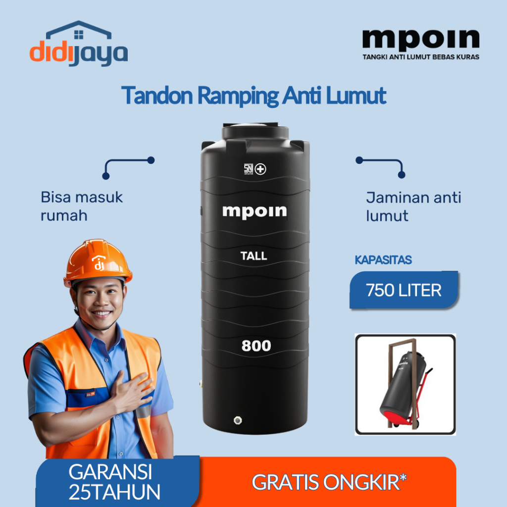 Jual Toren Tandon Air Mpoin Tall 800 L Anti Bakteri | Tandon Air Anti ...