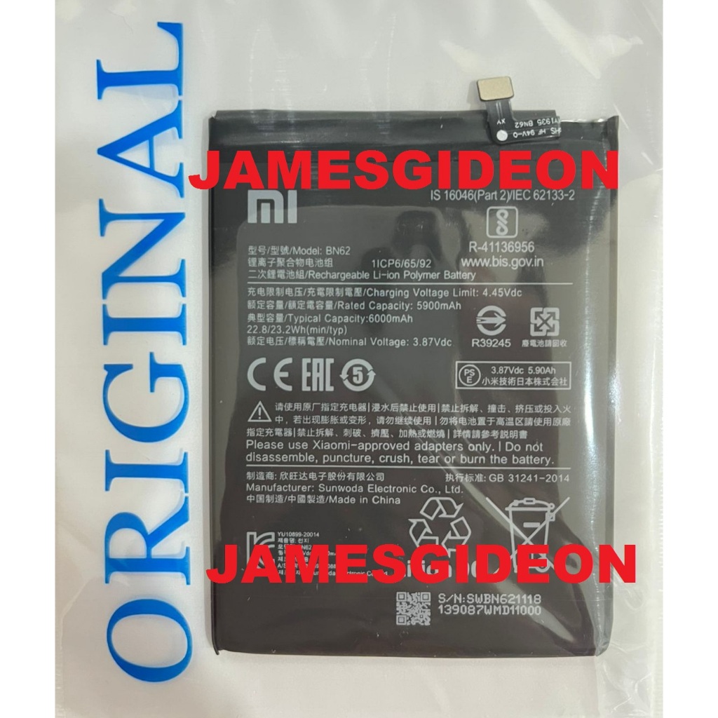 Jual BATTERY BATERAI XIAOMI REDMI 9T POCO M3 BN62 BN 62 ORI OEM HARGA ...
