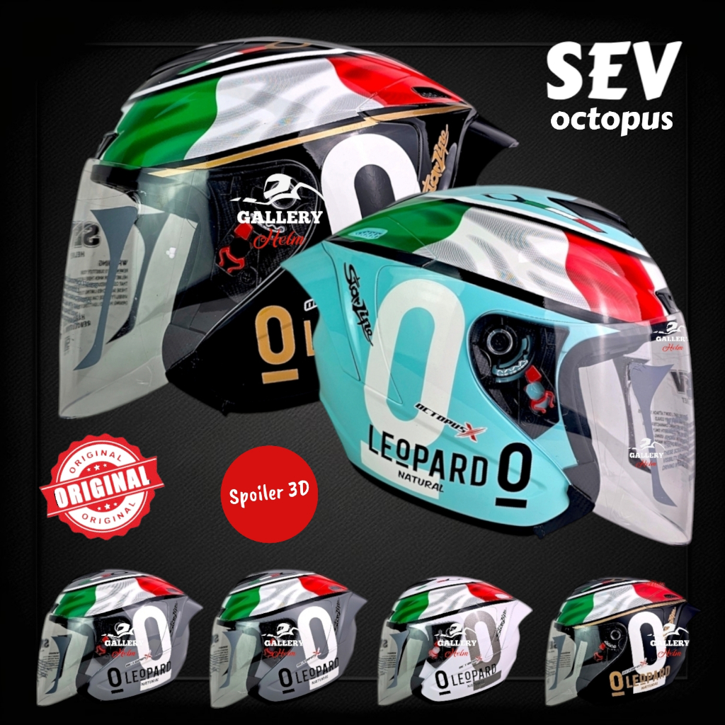 Jual Helm SEV Octopus X Motif Leopard Include Spoiler 3D Suport Werable ...