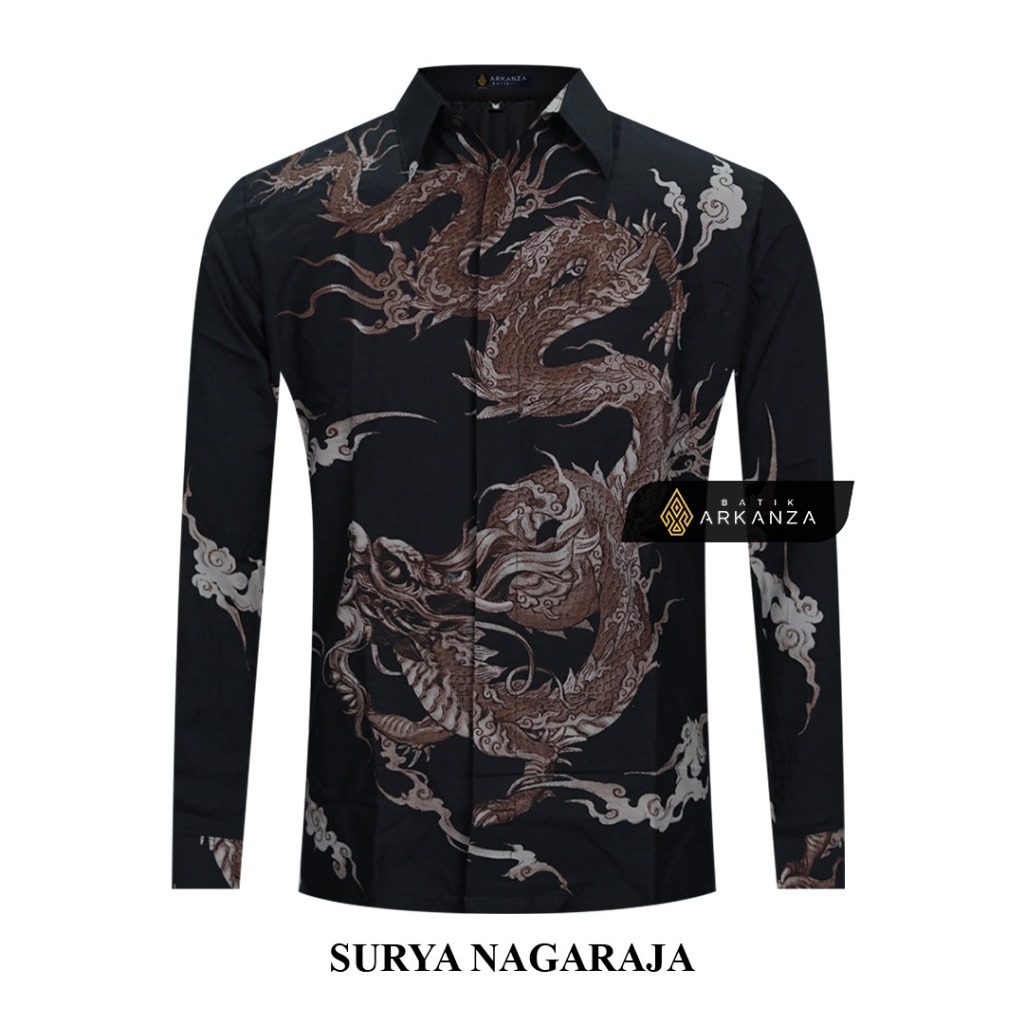 Jual BATIK ARKANZA Motif SURYA NAGARAJA Hem Atasan Kemeja Baju Batik ...