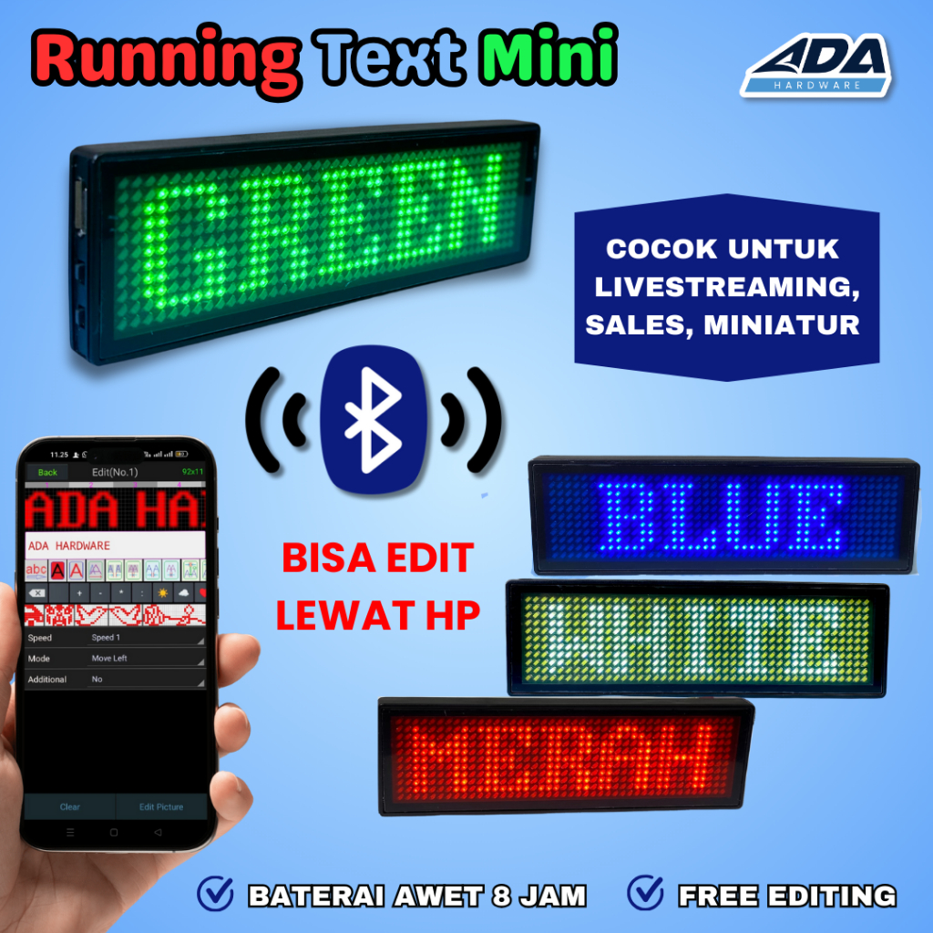 Jual Running Text Mini Merah Nametag Papan Nama Digital Led Tulisan Berjalan Termurah | Shopee ...