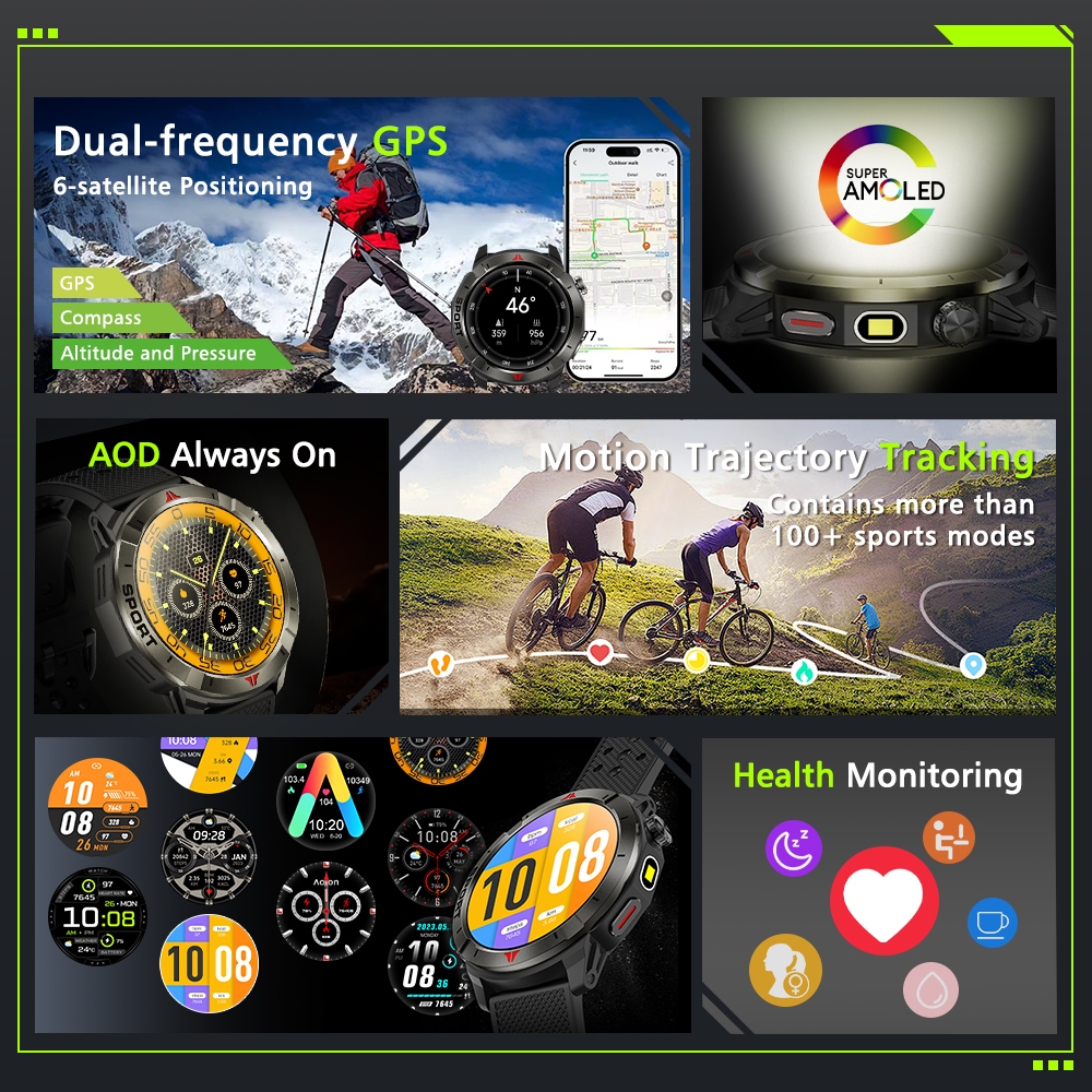 Jual Aolon Navi R4 Smartwatch Aomled AOD Dual-band GPS IP68 Panggilan ...