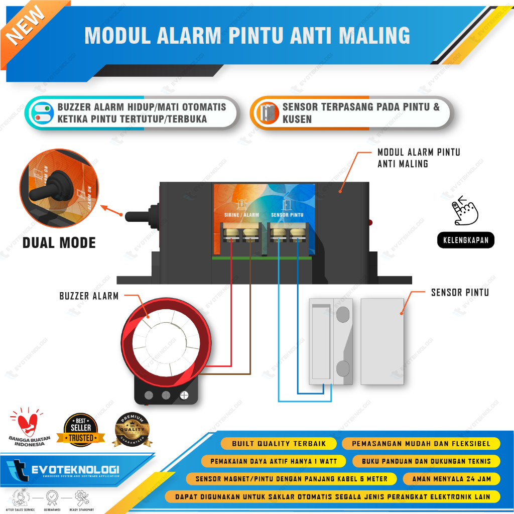 Jual Evoteknologi Alarm anti maling dengan sensor pintu | Shopee Indonesia