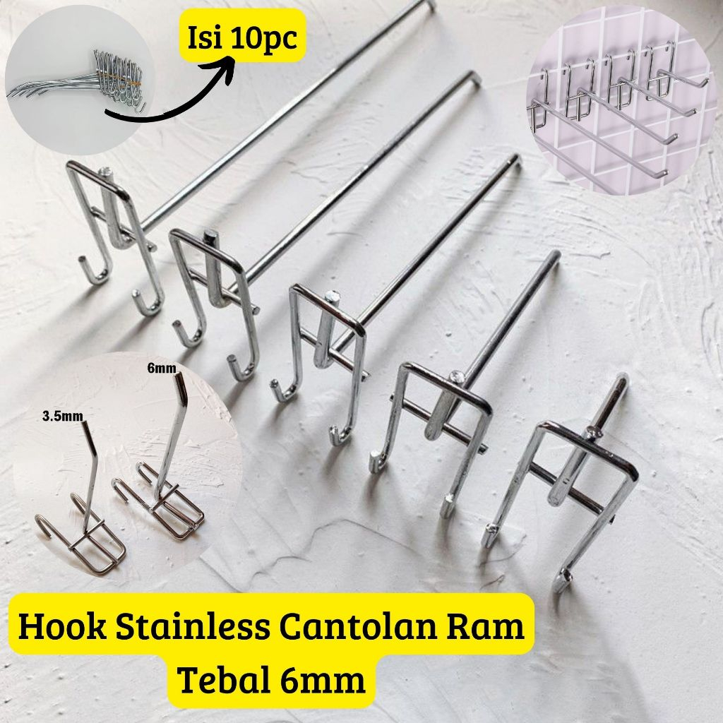 Jual HOOK Cantolan Ram Kawat Besi Stainless Tebal 6mm - Harga /10pc ...