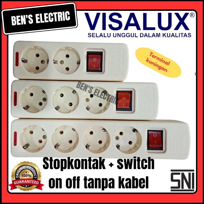 Jual stopkontak / stop kontak + switch saklar on/Off visalux 2L,3L,4L | Shopee Indonesia