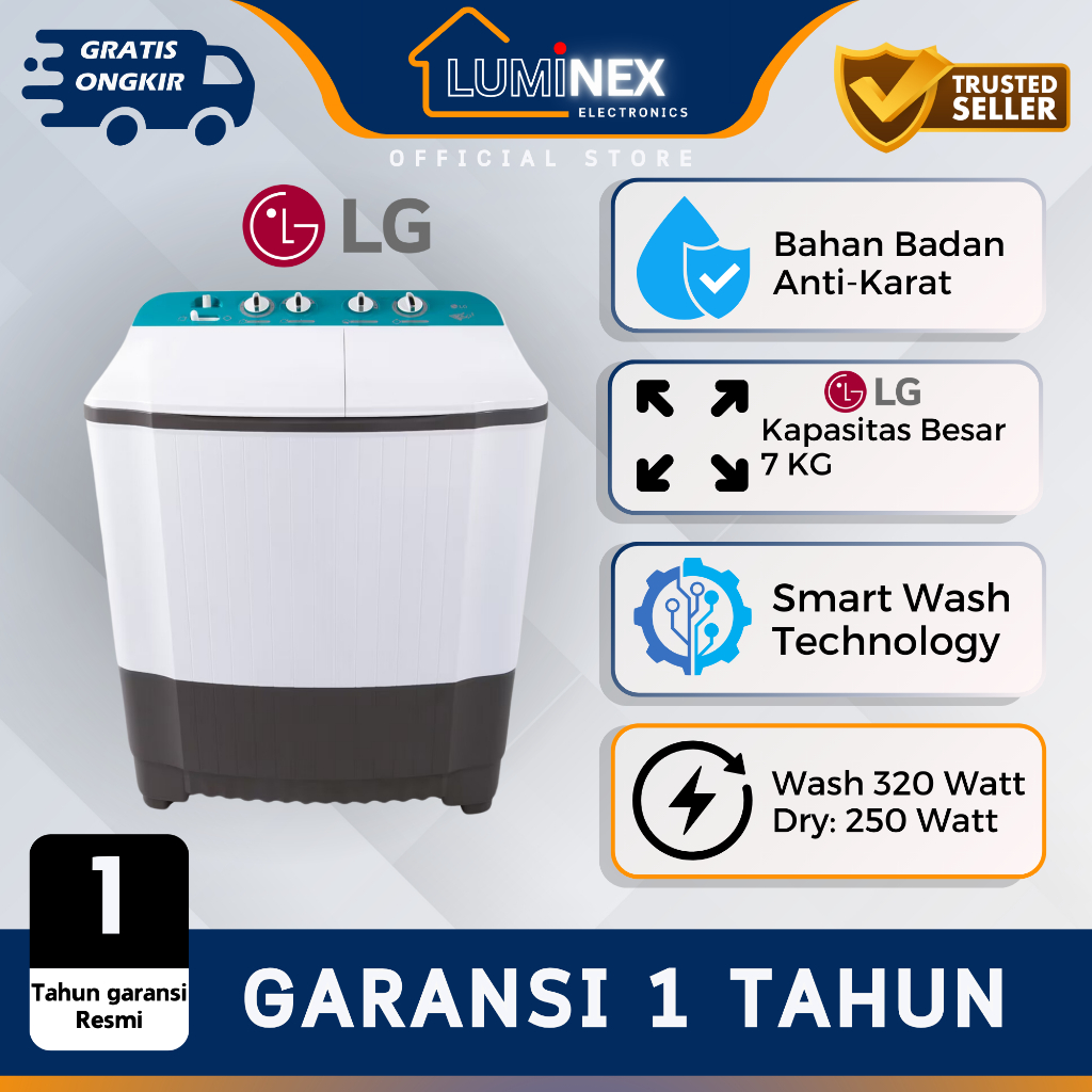 Jual Mesin cuci 2 Tabung Twin tub LG P7000N | Shopee Indonesia