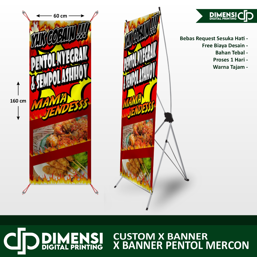 Jual custom x banner / spanduk keperluan usaha jualan pentol mercon ...