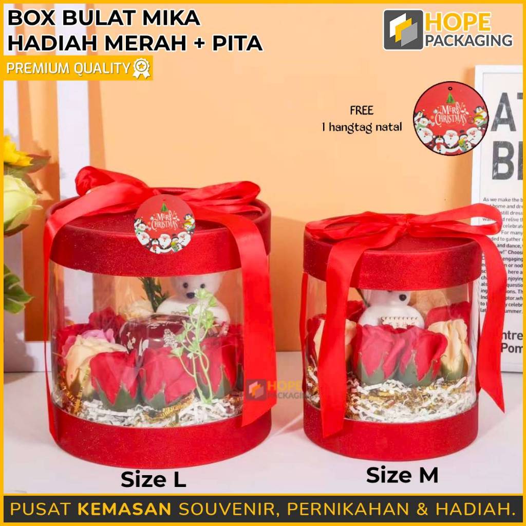 Jual Box Bulat Mika / Hardbox Merah Bulat Mika + Pita / Box Seserahan ...
