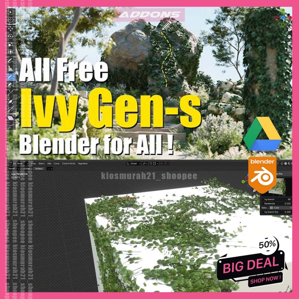 Jual ivy generator pro 3D Blender addons Plugin Terbaru Blender 3D ...