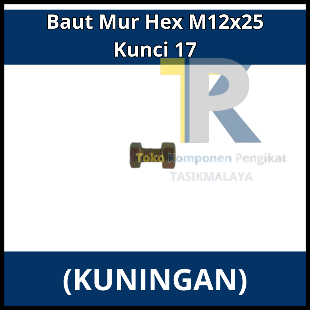 Jual Baut Mur Hex M12x25 Kunci 17 Pitch 1,25mm Kuningan | Shopee Indonesia