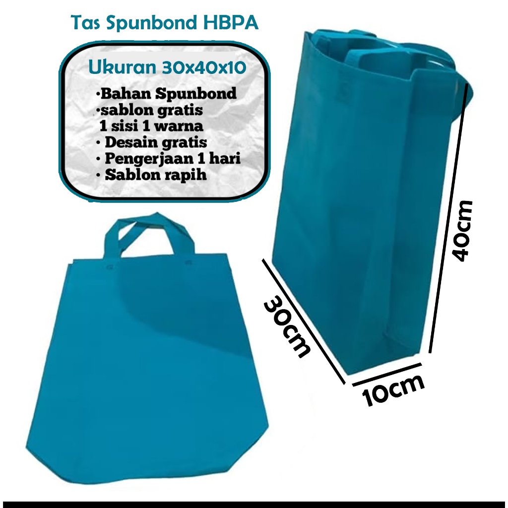 Jual Tas Spunbond Sablon Custom Logo / Nama 30x40x10 I Tas Spunbond Box HBPA 30x40x10 I Goodie ...
