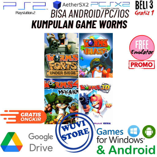 Jual PS 2 Koleksi Game Worms | Bisa di PC / Android / IOS Plus Emulator | Beli 3 Gratis 1 ...