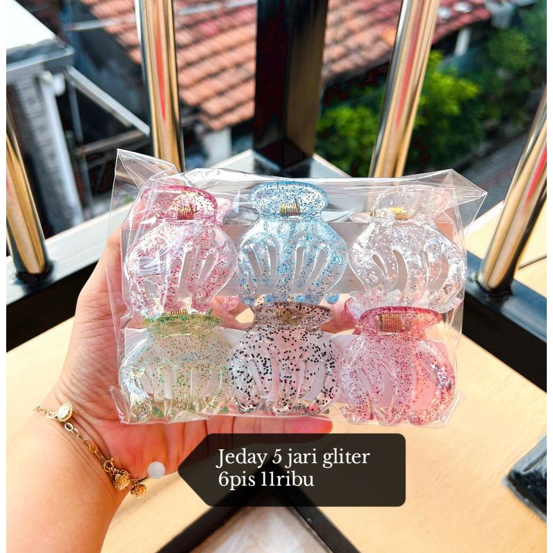 Jual jeday gliter 5 jari 11ribu 6pis/jedai 5 gigi gliter/jedai 5 cm ...