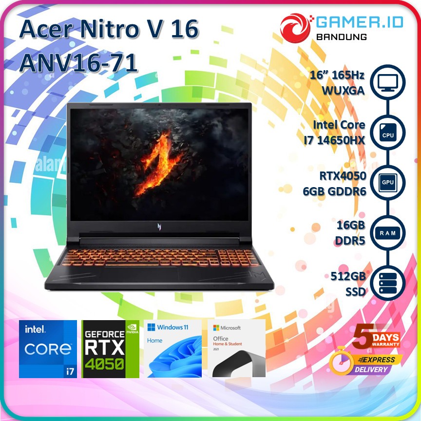 Jual Acer Nitro V 16 ANV16-72 i7 14650HX RTX4050 16Gb 512Gb 16" WUXGA ...