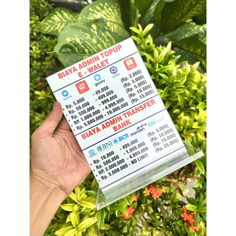 Jual BIAYA ADMIN TRANSAKSI BISA CUSTOM / UBAH AKRILIK MEJA UKURAN 15x20 ...
