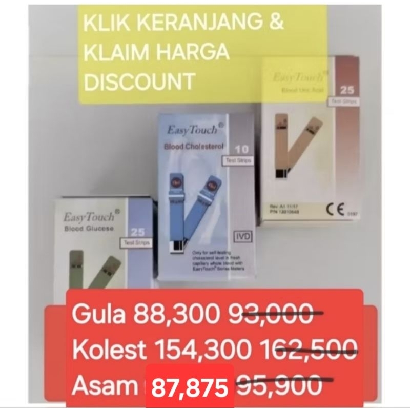 Jual HARGA PROMO EXPIRED 2026 Strip Easy Touch Cek Kolestrol - Gula ...