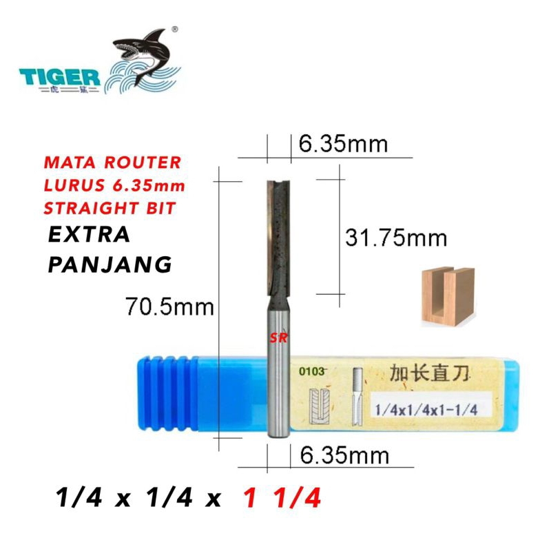 Jual Mata Router/ Profil Lurus 6mm × 31mm As 1/4 Inch Straight Bits ...