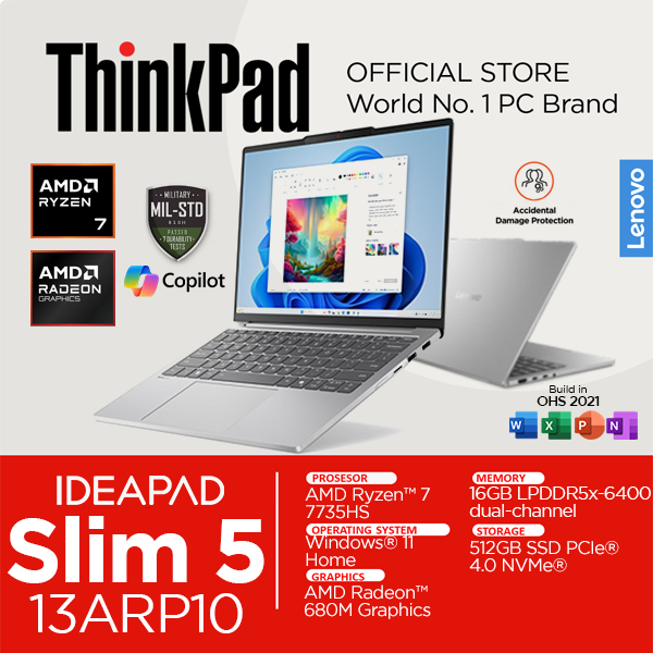 Jual Lenovo Ideapad Slim 5 13ARP10 AMD Ryzen 7 7735HS 16GB 512SSD Windows 11 OHS 13 inch IPS ...