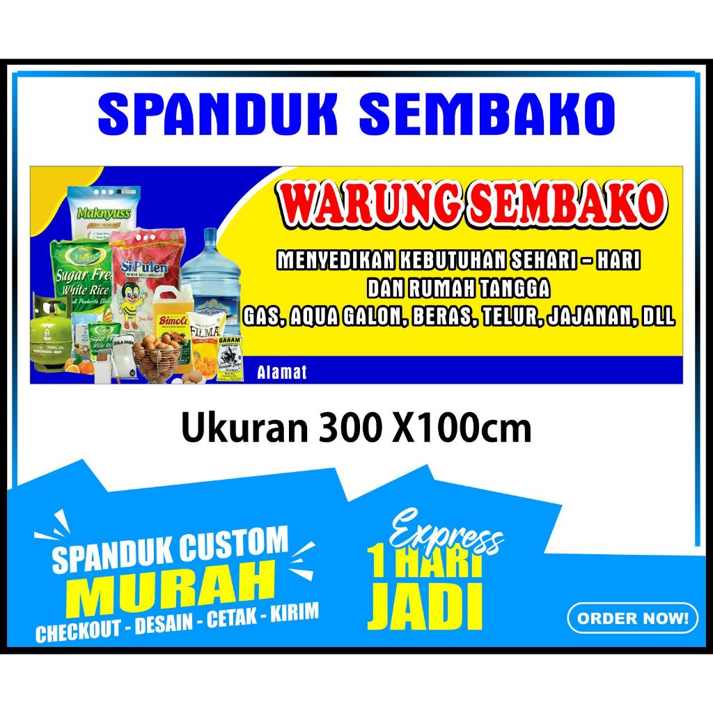 Jual SPANDUK SEMBAKO, BANNER SEMBAKO, ukuran 300x100 cm, COD / SPANDUK ...