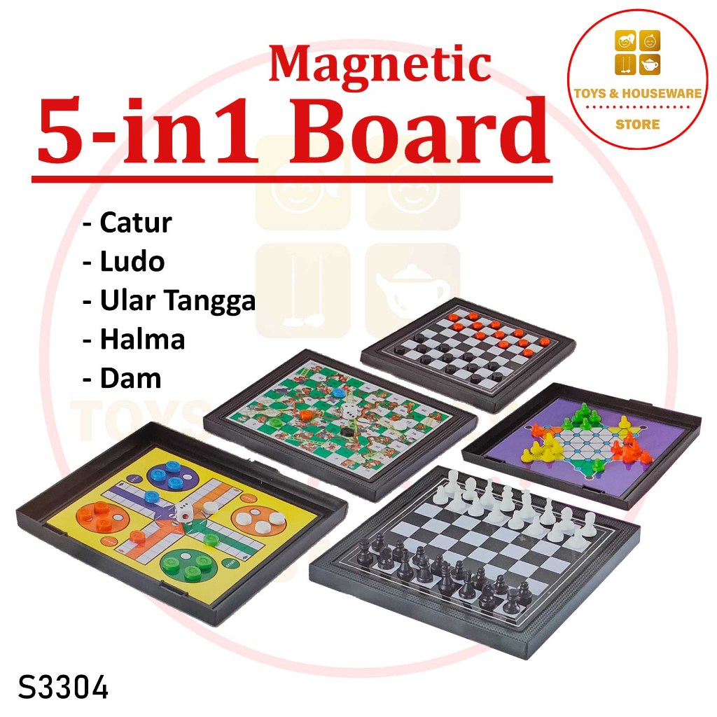 Jual [Catur] [ Ludo] [Ular Tangga] [Halma] [Dam] Papan Magnetic 5 in 1 ...
