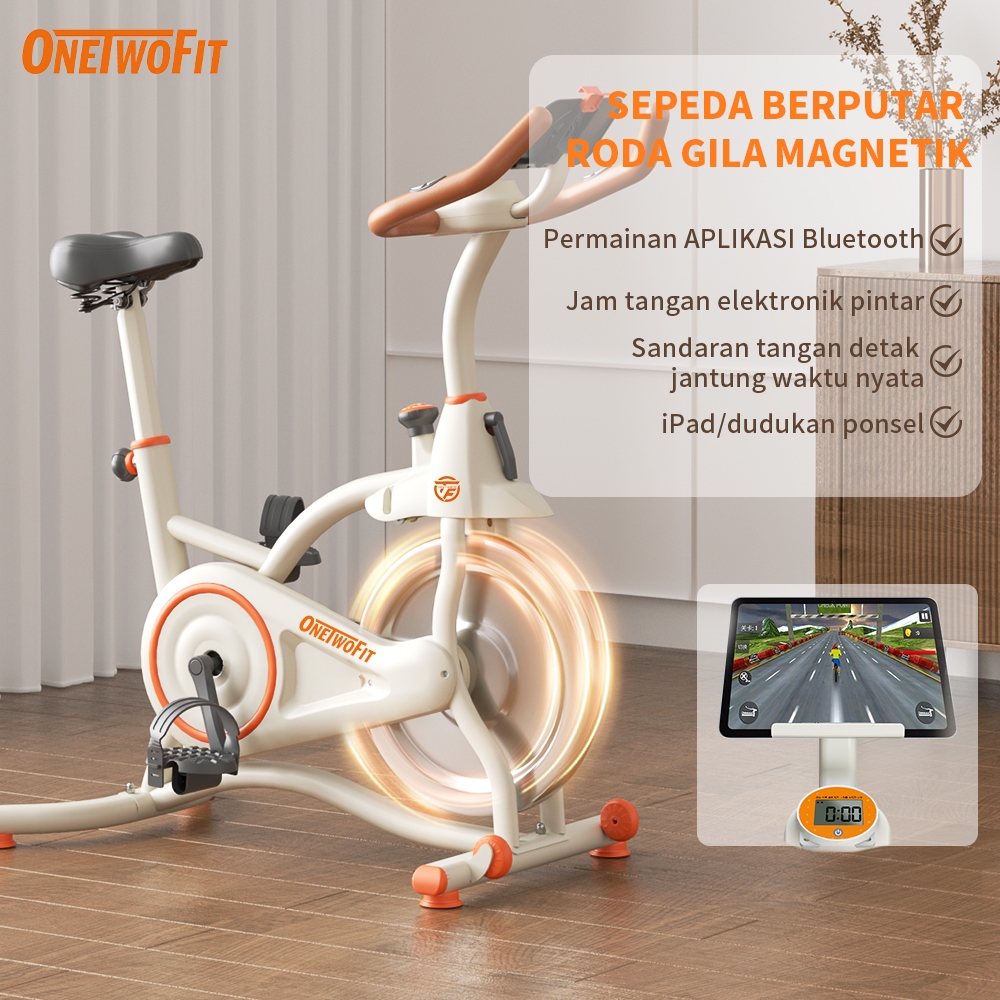 Jual OneTwoFit Spinning Bike Sepeda Statis LCD Monitor Adjustable Seat 6KG Flying Wheel Exercise ...