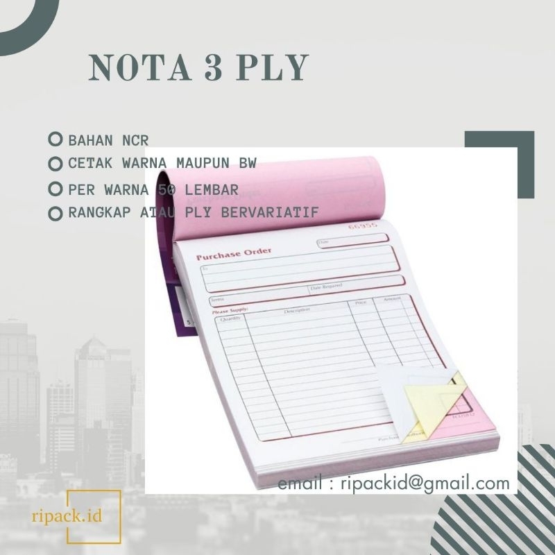 Jual Cetak Nota Bon 1 Folio 3 Rangkap / Ply | Shopee Indonesia