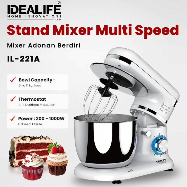 Jual IDEALIFE Professional Stand Mixer 5 Liter Multi Speed IL-221A ...