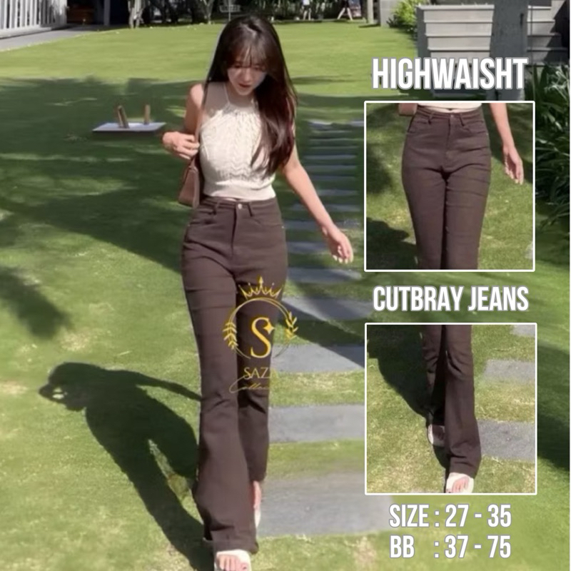 Jual SAZA | HW Cutbray Jeans Wanita - Celana Cutbray Strecht Kekinian ...