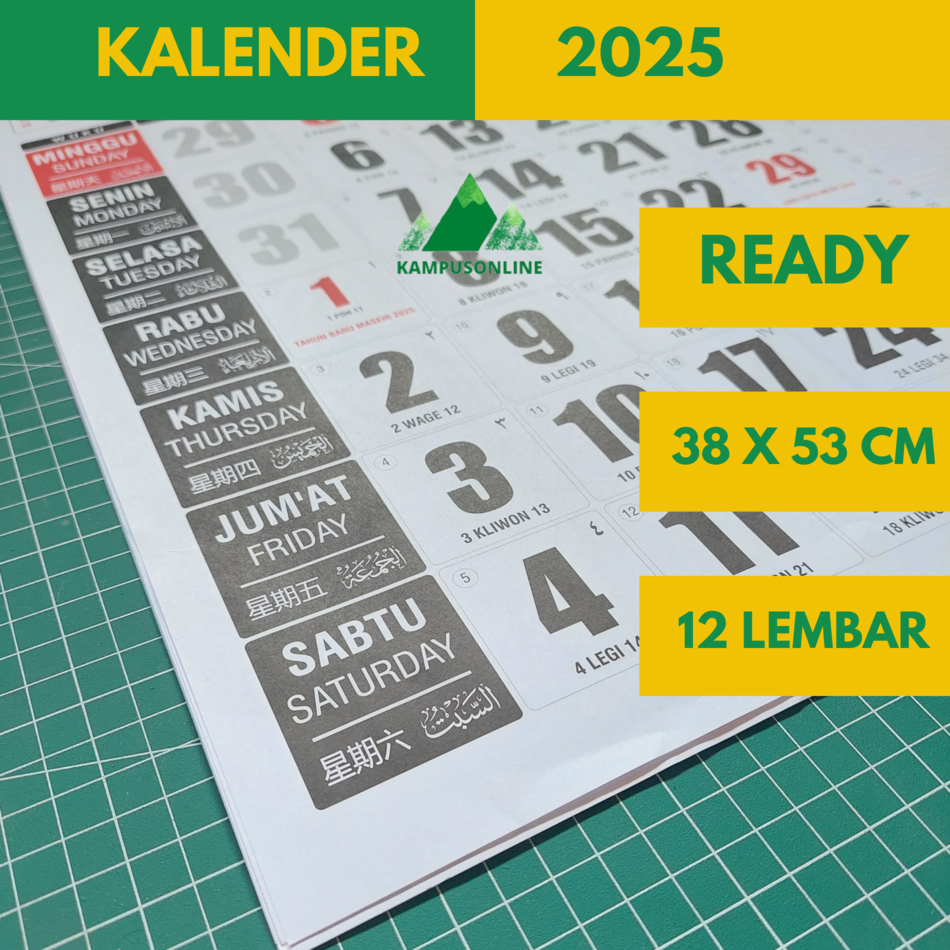 Jual PROMO KALENDER DINDING BESAR POLOS 2025 ANGKA BESAR UKURAN 54 X 38 ...