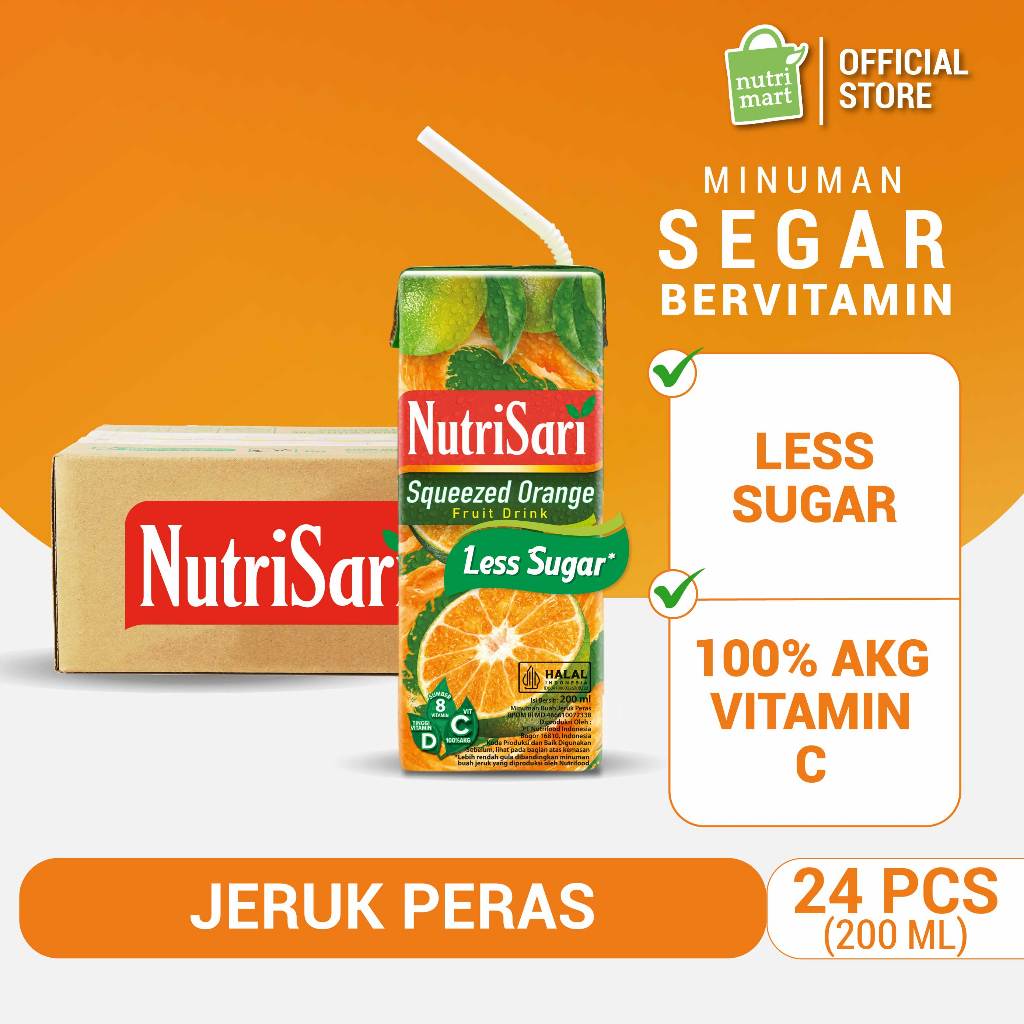 Jual 24 Pack - NutriSari RTD Squeezed Orange 200 ml - Minuman Jeruk ...