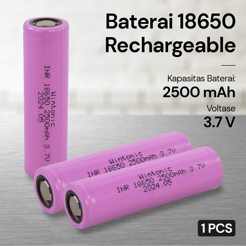 Jual WINTONIC Baterai Rechargeable 18650 INR 3.7V 2500mAh 1 PCS - Pink ...