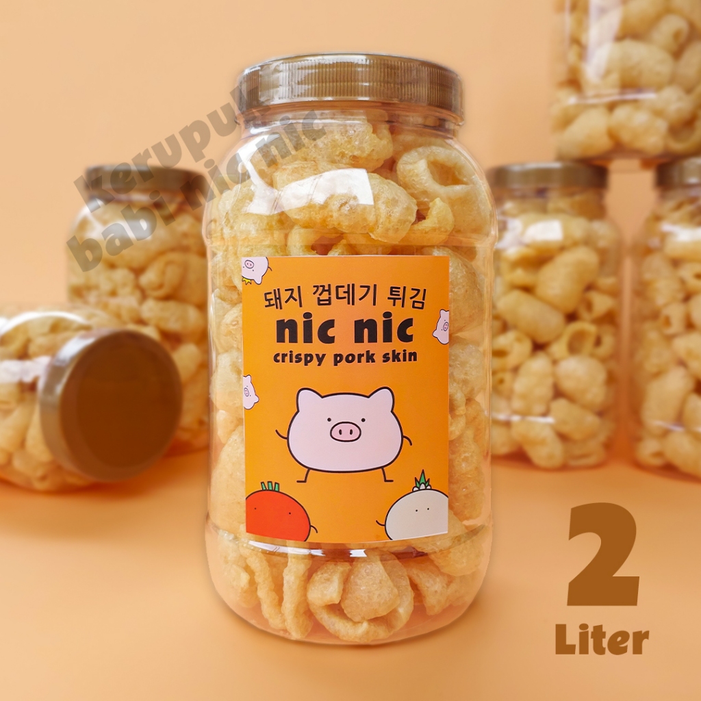 Jual Kerupuk Babi Nic Nic 2 Liter Snack Cemilan Rambak Krupuk Kerubi ...