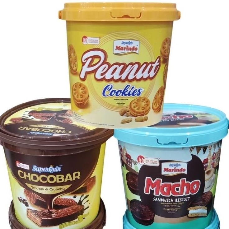 Jual Superquin Marindo bucket cookies biskuit toples peanut, chocobar ...