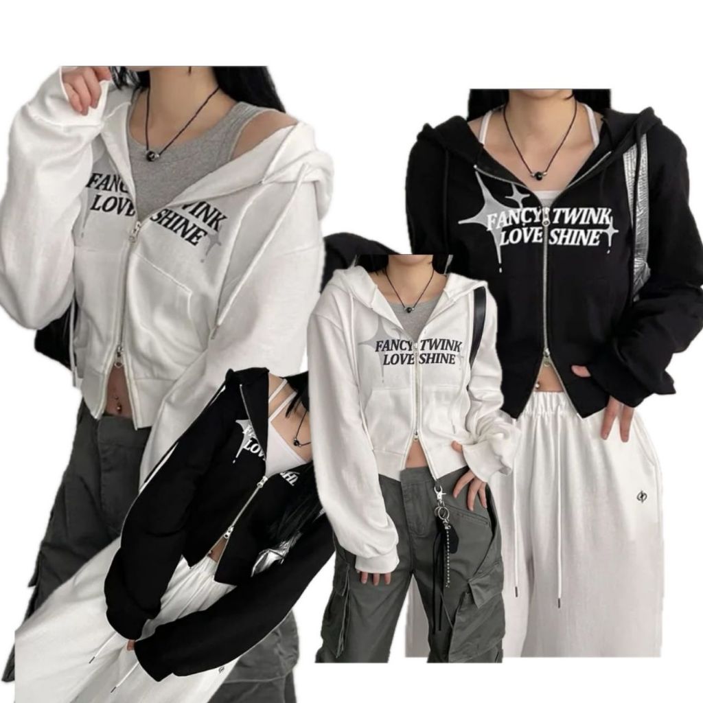 Jual Hoodie Fancy Twink Love Shine Crope - Jacket Croope Atasan Wanita ...