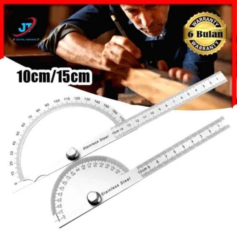Jual Penggaris Busur 180 Derajat Stainless 10 / 15 Cm | Protractor ...