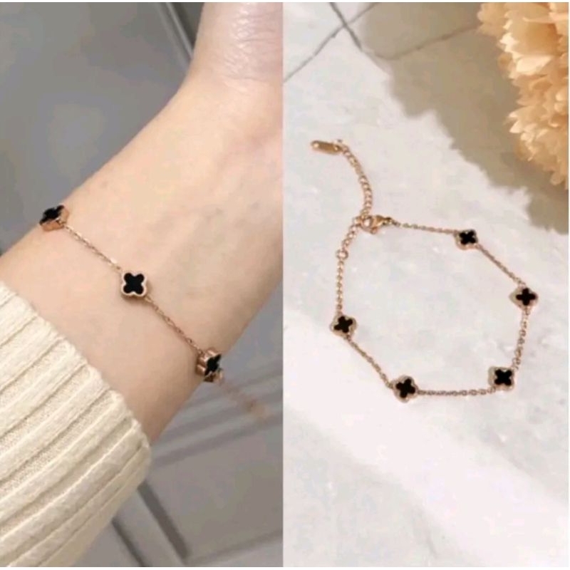 Jual Gelang Tangan Wanita Clover Bunga Lima 6mm Cantik Anti Karat ...